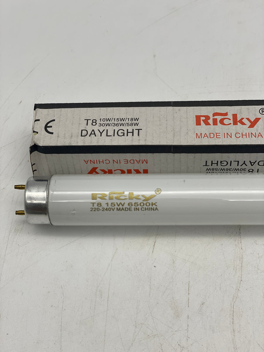 Ricky T8 15W 6500K Fluorescent Bulb, Daylight *Box of (50)* (Open Box) – Gulf Asset Recovery