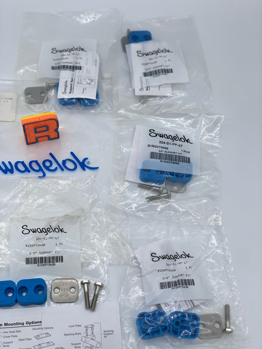 Swagelok 304-S1-PP-6T 3/8” Support Kit, R1SBPT042B, *Lot of (7)* (No B – Gulf Asset Recovery