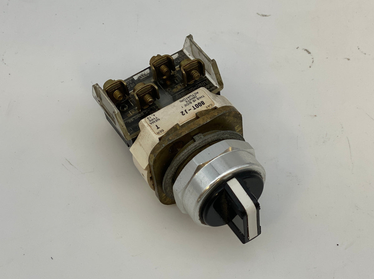 Allen-Bradley 800T-J2 30mm 3-Pos Selector Switch w/ 800T-XA Contactor ...