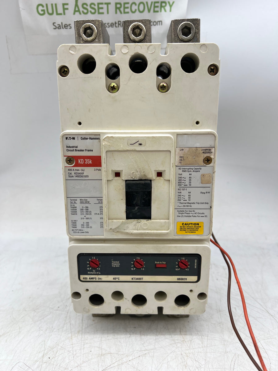 Eaton Cutler-Hammer KD3400F 400A Circuit Breaker w/ 400A Trip, UVH3RP0 ...