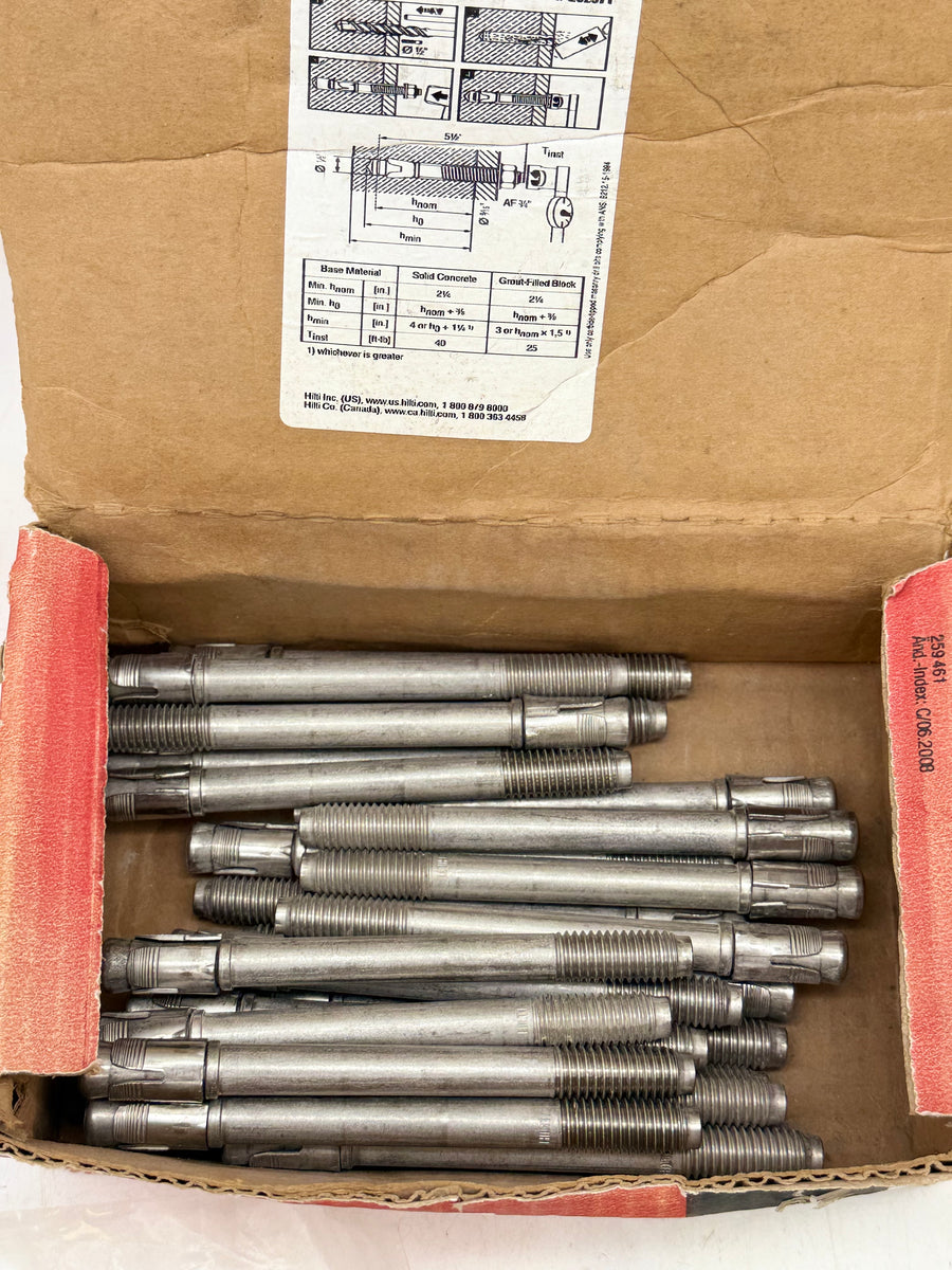 Hilti 282571 KB3 SS316 1/2"x5-1/2" Kwik Bolt 3 Wedge Anchor *Box of (2 ...