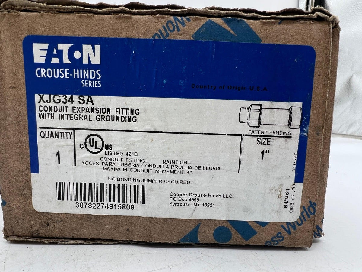 Eaton Crouse-Hinds XJG34-SA 1" Conduit Expansion Fitting w/ Ground (Ne ...