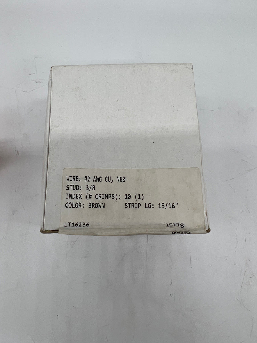 Burndy 518200 YA2CL4BOX Compression Terminal, 2 AWG CU, *Box of (25 ...