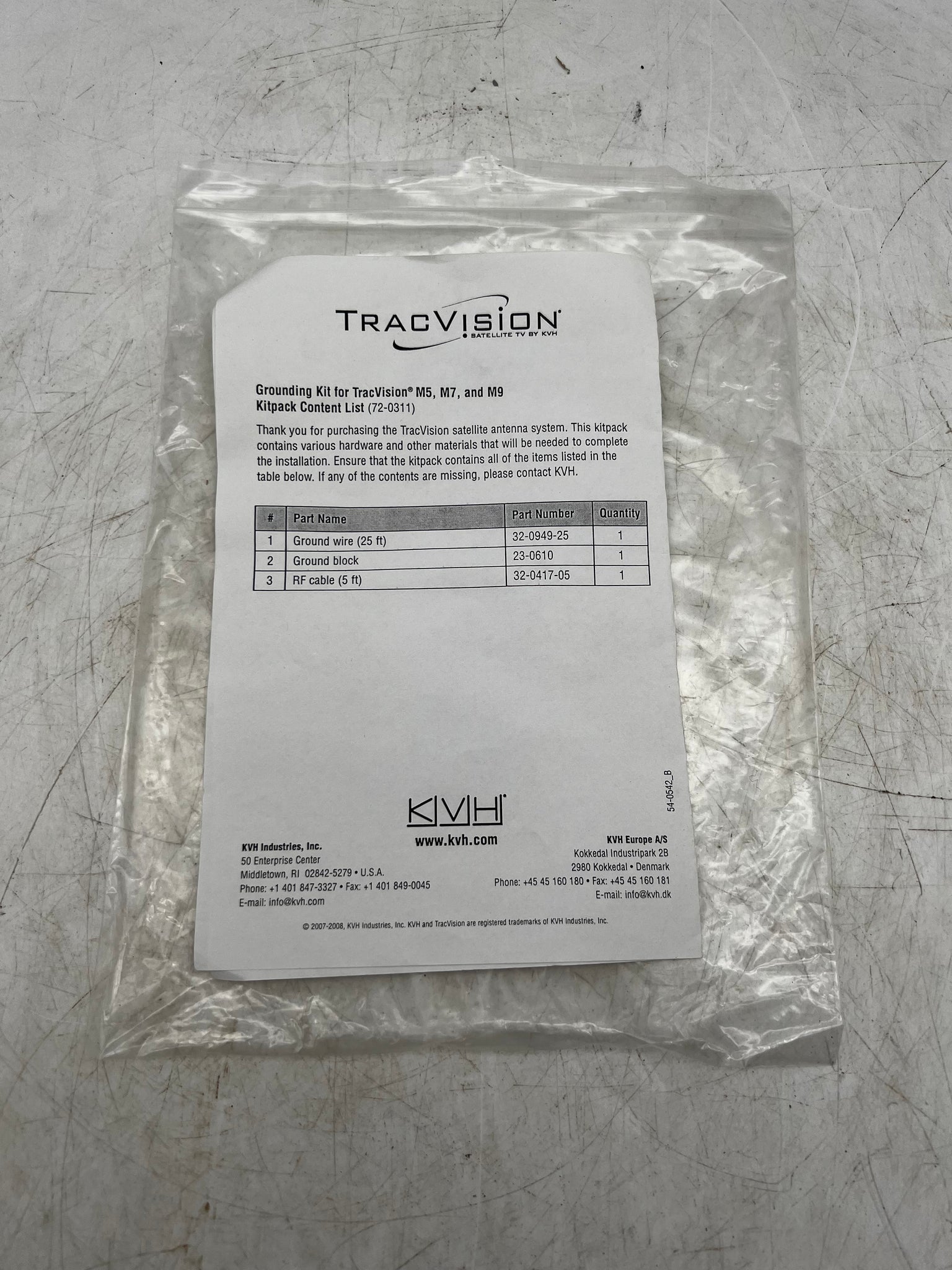 KVH 72-0311 TracVision Grounding Kit for M5/M7/M9 Satellite Antenna (N ...