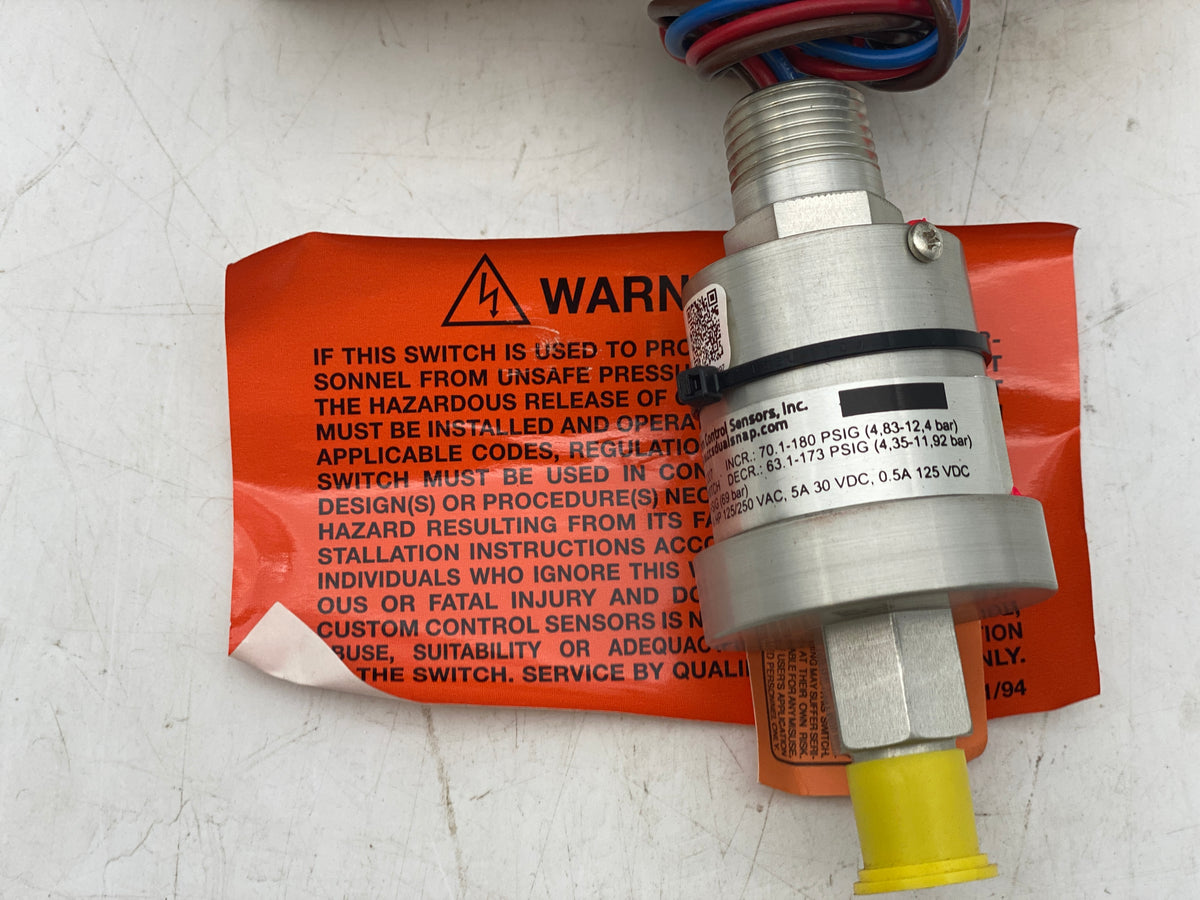 CCS Custom Control Sensors 611G8007 Pressure Switch, 1/4" NPTM, 63-180 ...