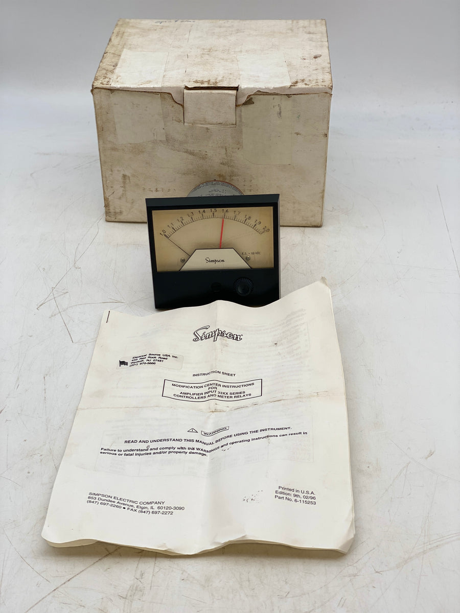 Simpson 3324 SSP Meter Relay Power 120VAC, Input 10VDC Range 1.0-2.0 ...