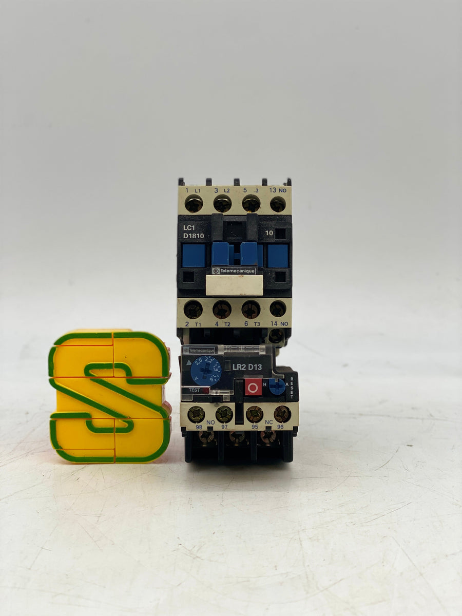 Telemecanique LC1D1810 Contactor w/ LR2D13 Thermal Overload Relay (Use ...