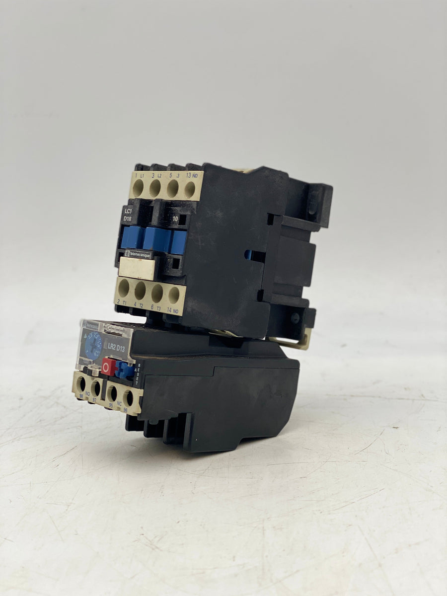 Telemecanique LC1D1810 Contactor w/ LR2D13 Thermal Overload Relay (Use ...