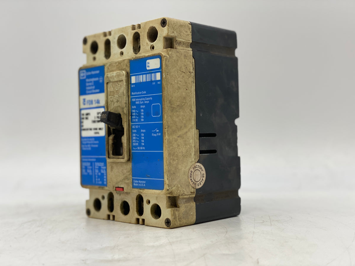 Cutler-Hammer Westinghouse FDB3100VW Circuit Breaker 100A 600VAC Ser ...