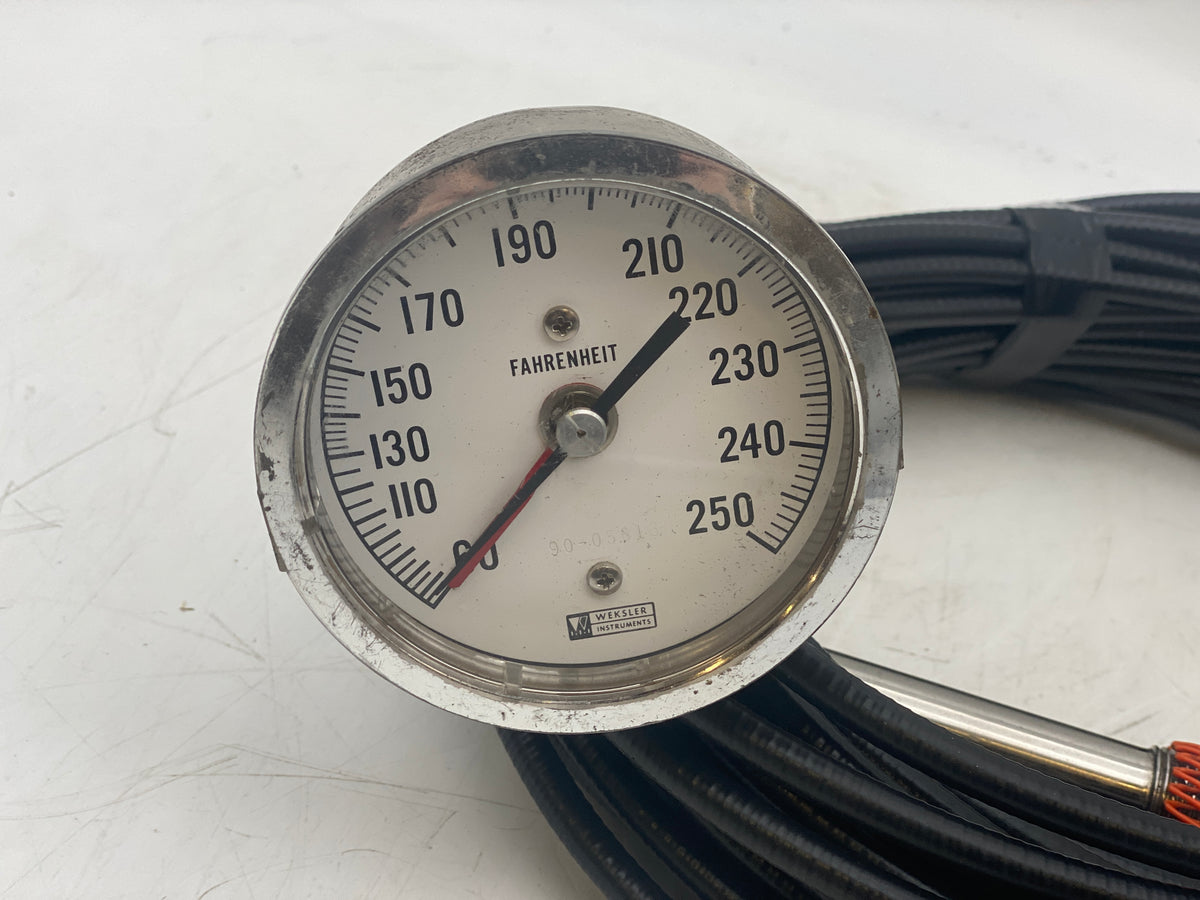 Weksler Instruments 90-05613 MV2-2-35-3 Temperature Gauge 0-250F 80ft ...