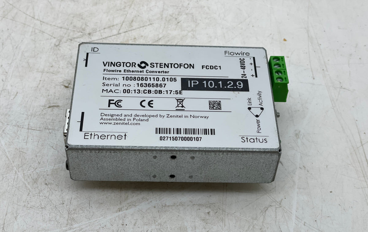 Zenitel Vingtor Stentofon 1008080210 FCDC1 Flowire Ethernet Converter ...