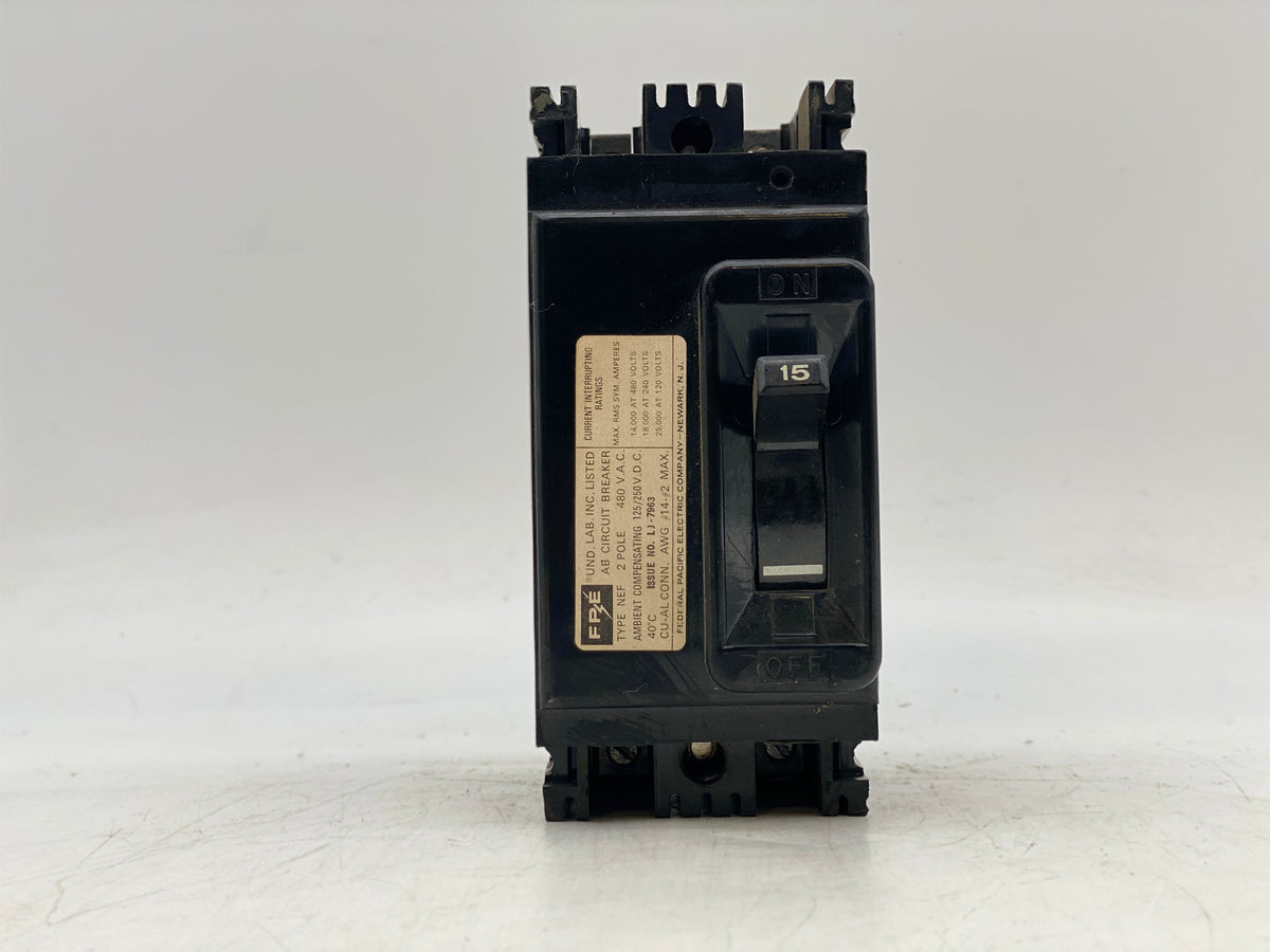 FPE Type NEF Circuit Breaker 15A 480VAC 2-Pole (Used) – Gulf Asset Recovery