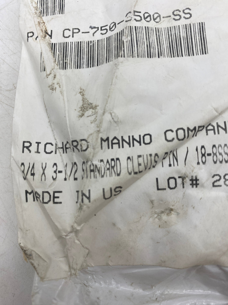 Richard Manno CP-750-3500-SS Stainless Clevis Pin w/o Cotter, *Lot of ...