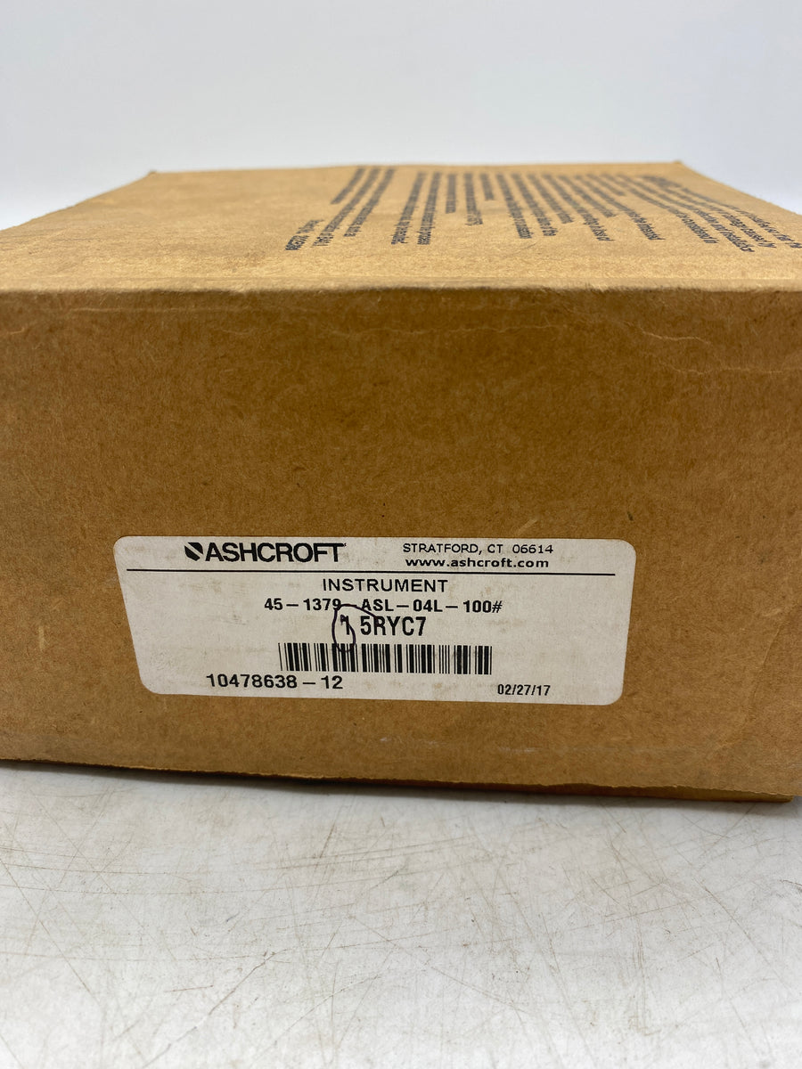 Ashcroft 45-1379-ASL-04L-100# Pressure Gauge, 0-100 PSI *Lot of (3 ...