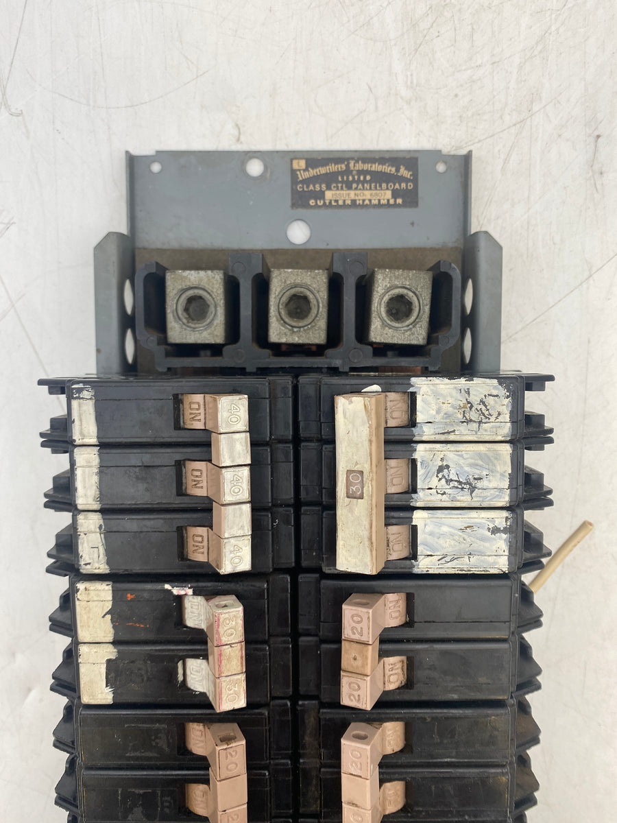 Cutler Hammer Class CTL Panelboard Issue No. 6807 w/ (x20) Circuit Bre ...