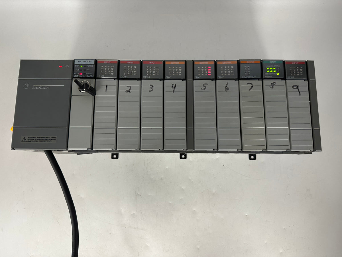 Allen-Bradley 1746-A10 SLC 500 10-Slot PLC Rack w/ 1746-P2 Pwr Sup, 17 ...