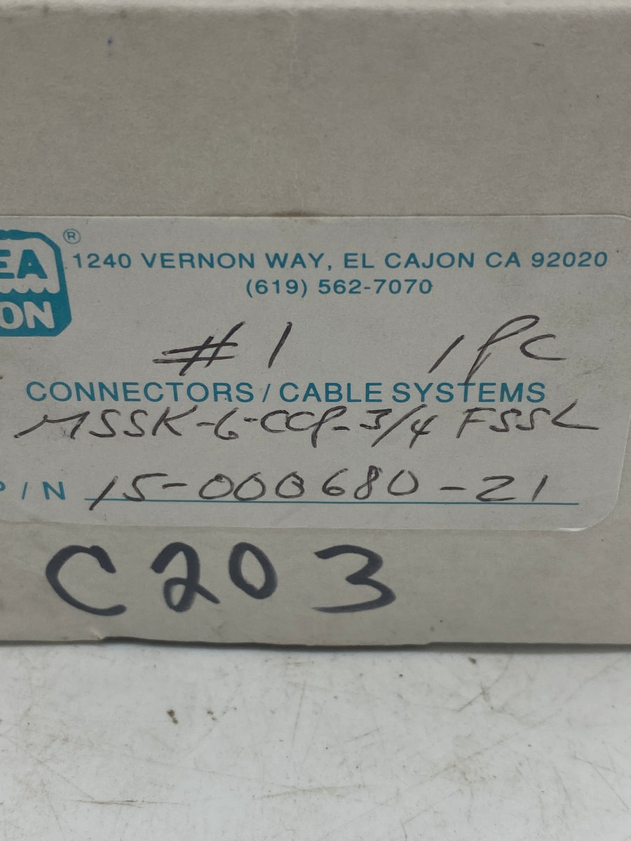 TE Connectivity SeaCon MSSK-6-CCP-3/4-FSSL Metal Shell Dry Mate Cable ...
