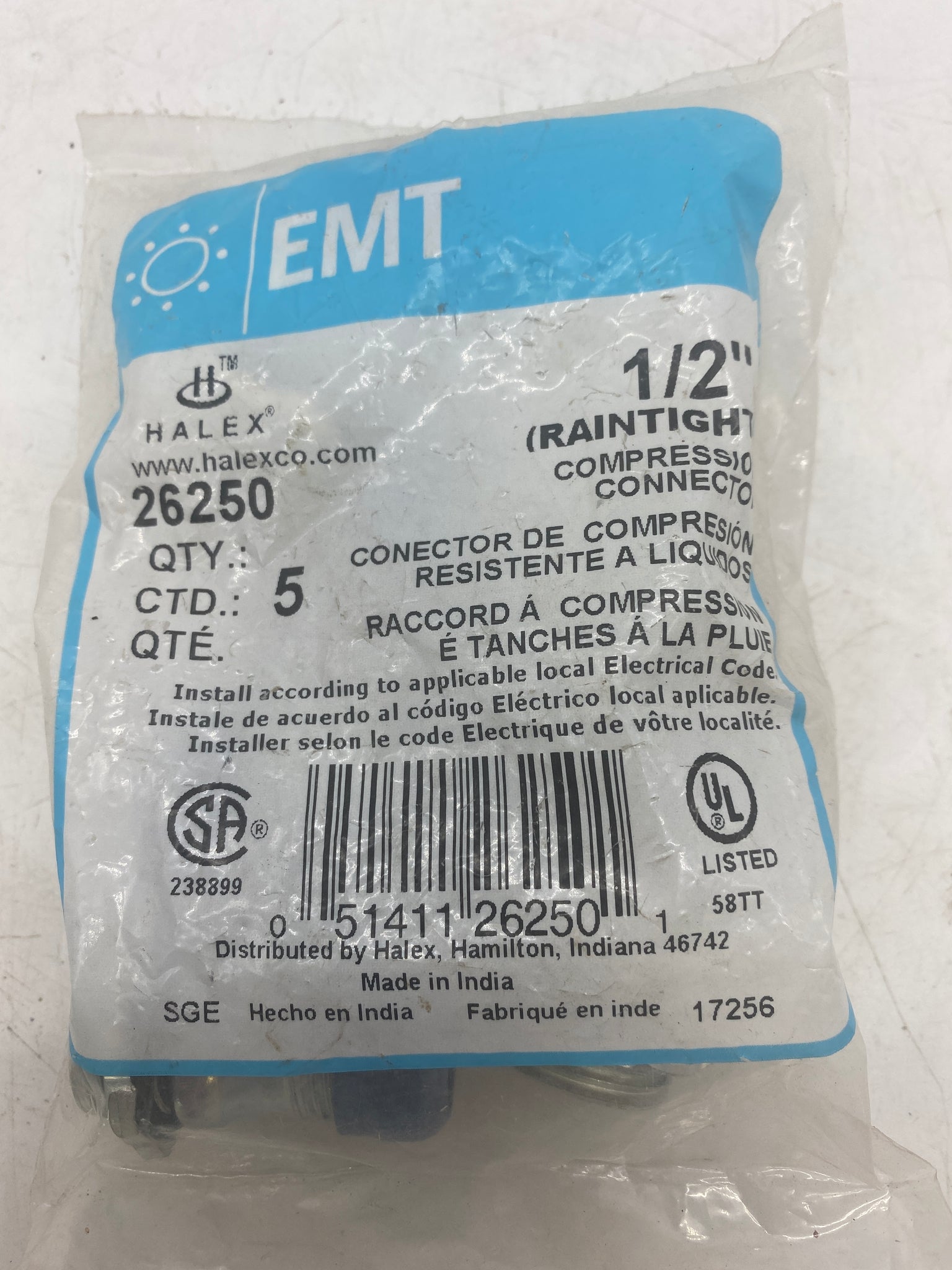 Halex 26250 1/2" Raintight Compression Connector, *Pack of (5)* (Open ...