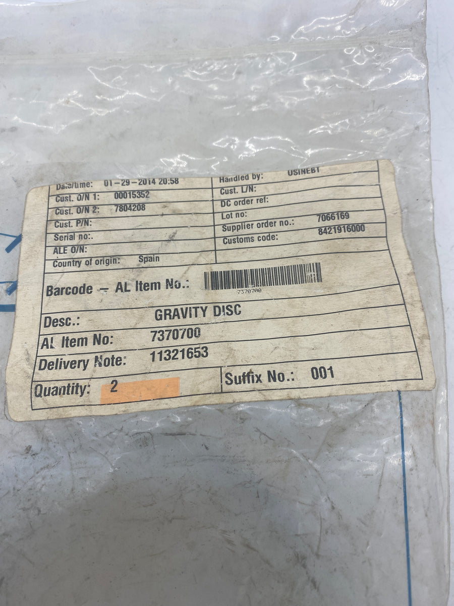 Alfa Laval 7370700 Gravity Disc, *Lot of (2)* (Open Box) – Gulf Asset ...