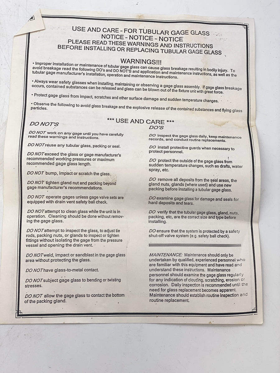 TGR REDLINE Gage Glass, 5/8" x 15" *Box of (6)* (Open Box) – Gulf Asset ...