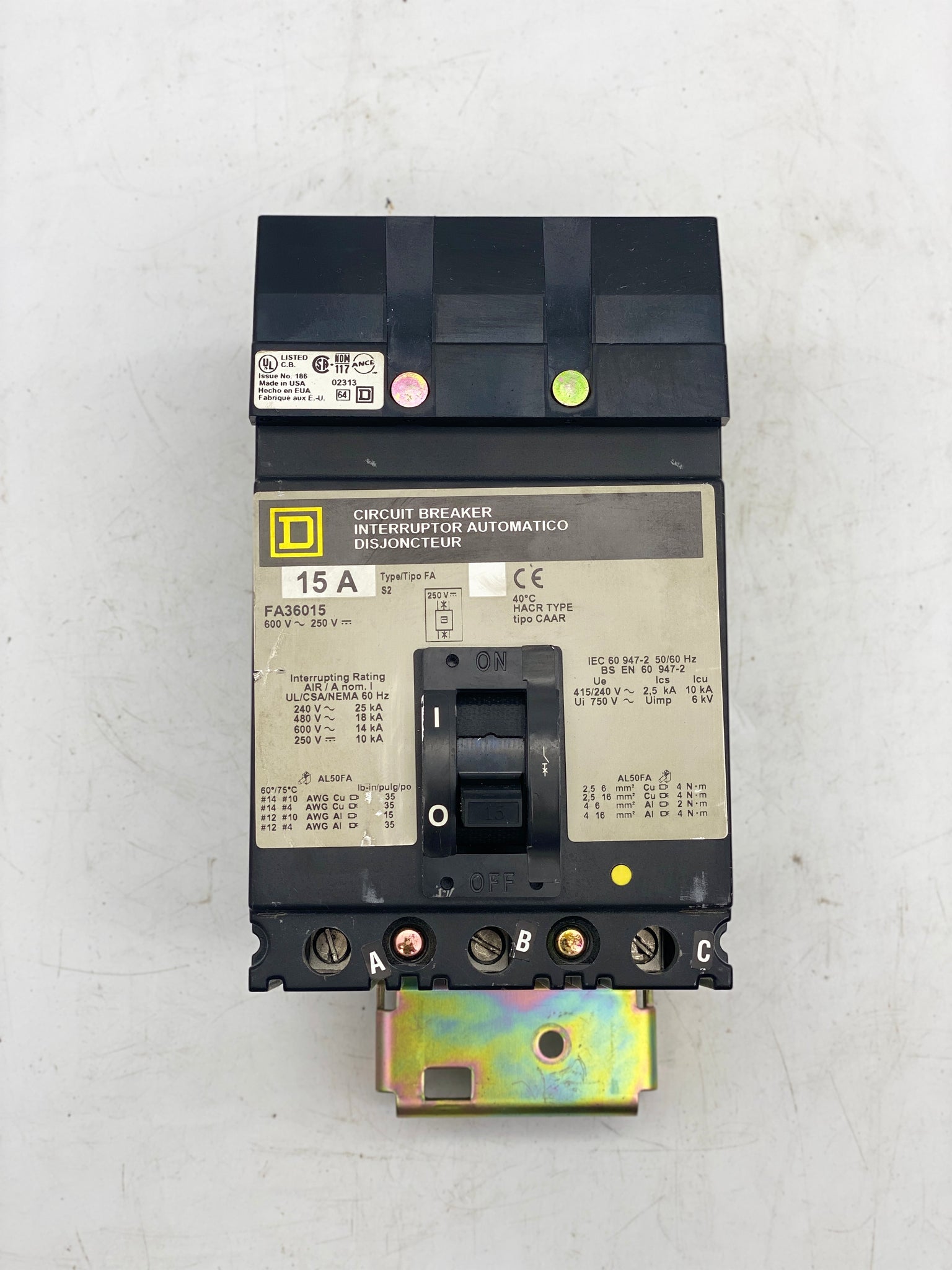 Square D FA36015 3-Pole Circuit Breaker, 15 Amp (Used) – Gulf Asset ...