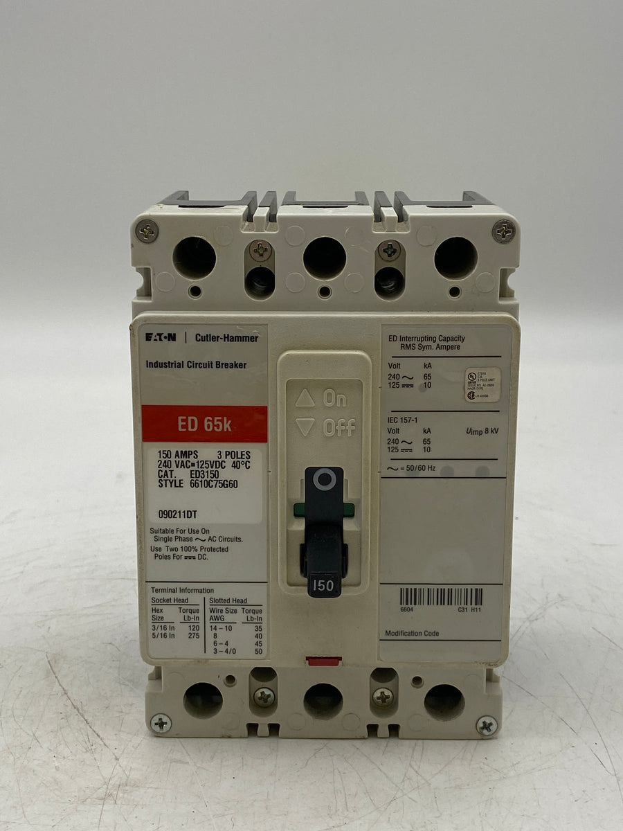 Cutler-Hammer Westinghouse ED3150 Circuit Breaker, 150 Amps (Used ...