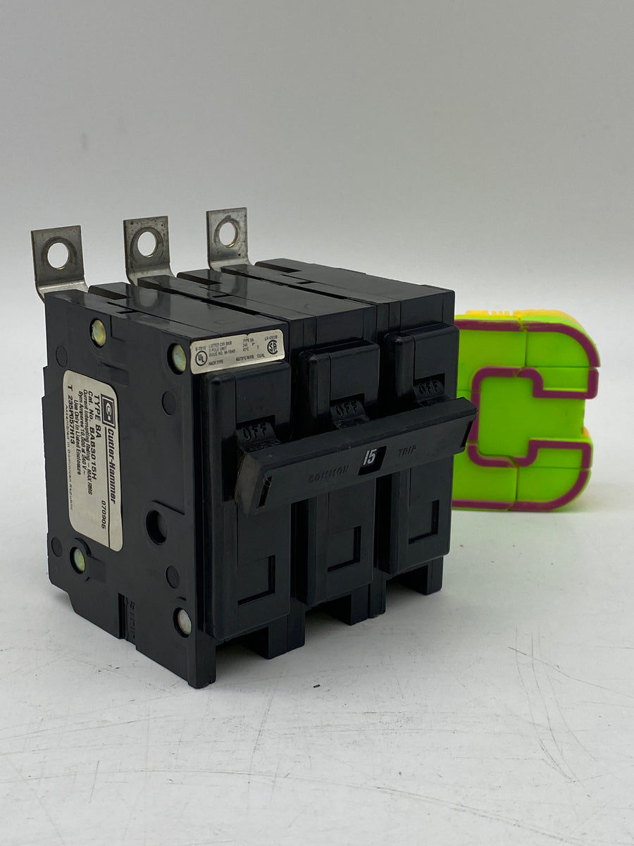 Cutler-Hammer BAB3015H Circuit Breaker, 3-Pole, 15 Amp *Lot of (3)* (U ...