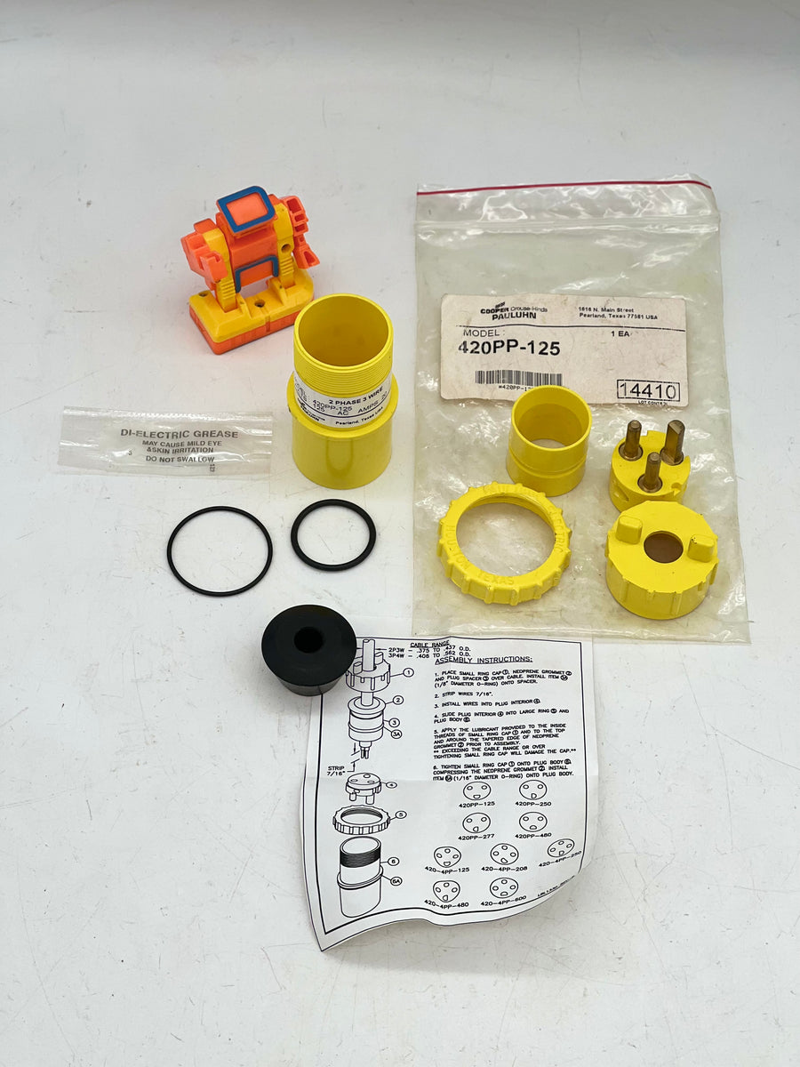 Cooper Crouse-Hinds Pauluhn 420PP-125 261/262 Plug, 20A, 3-Wire, 2-P ...