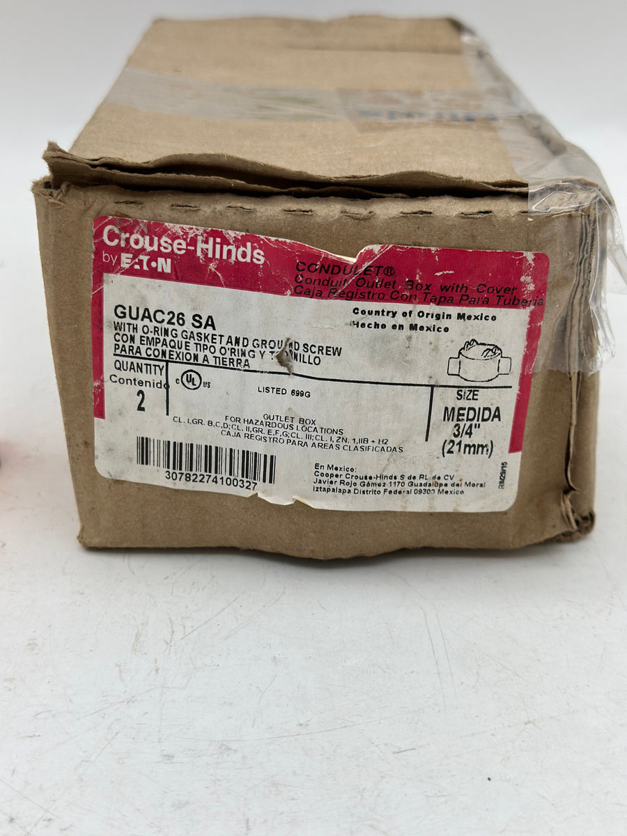 Eaton Crouse-Hinds GUAC26-SA Conduit Outlet Box w/ Cover, 3/4" *Box of ...